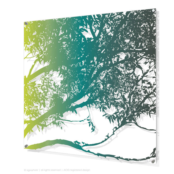 perspex plexiglas acrylic glass art blue ombre tree silhouette print ...